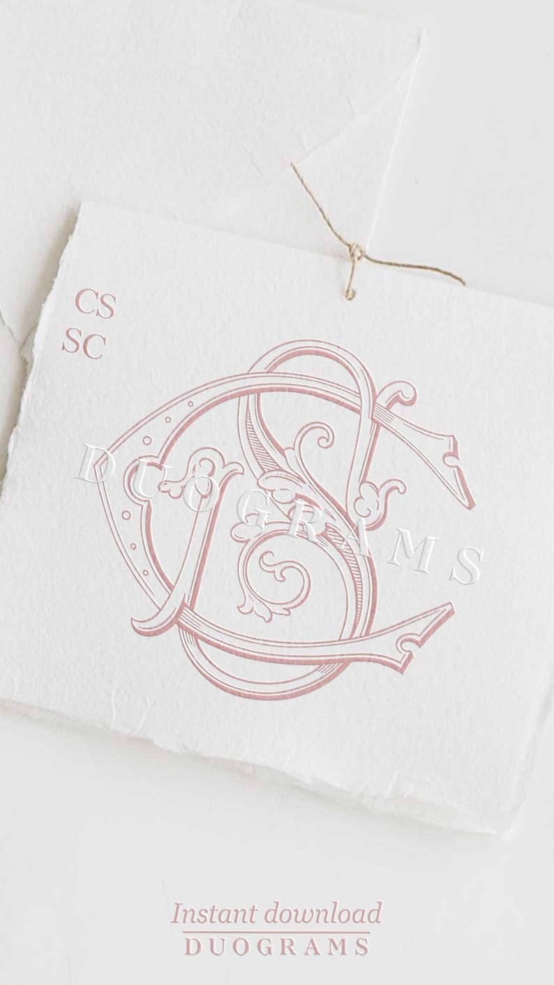 Classic Wedding Monogram CS SC 2-letter Vintage Monogram Logo C S ...