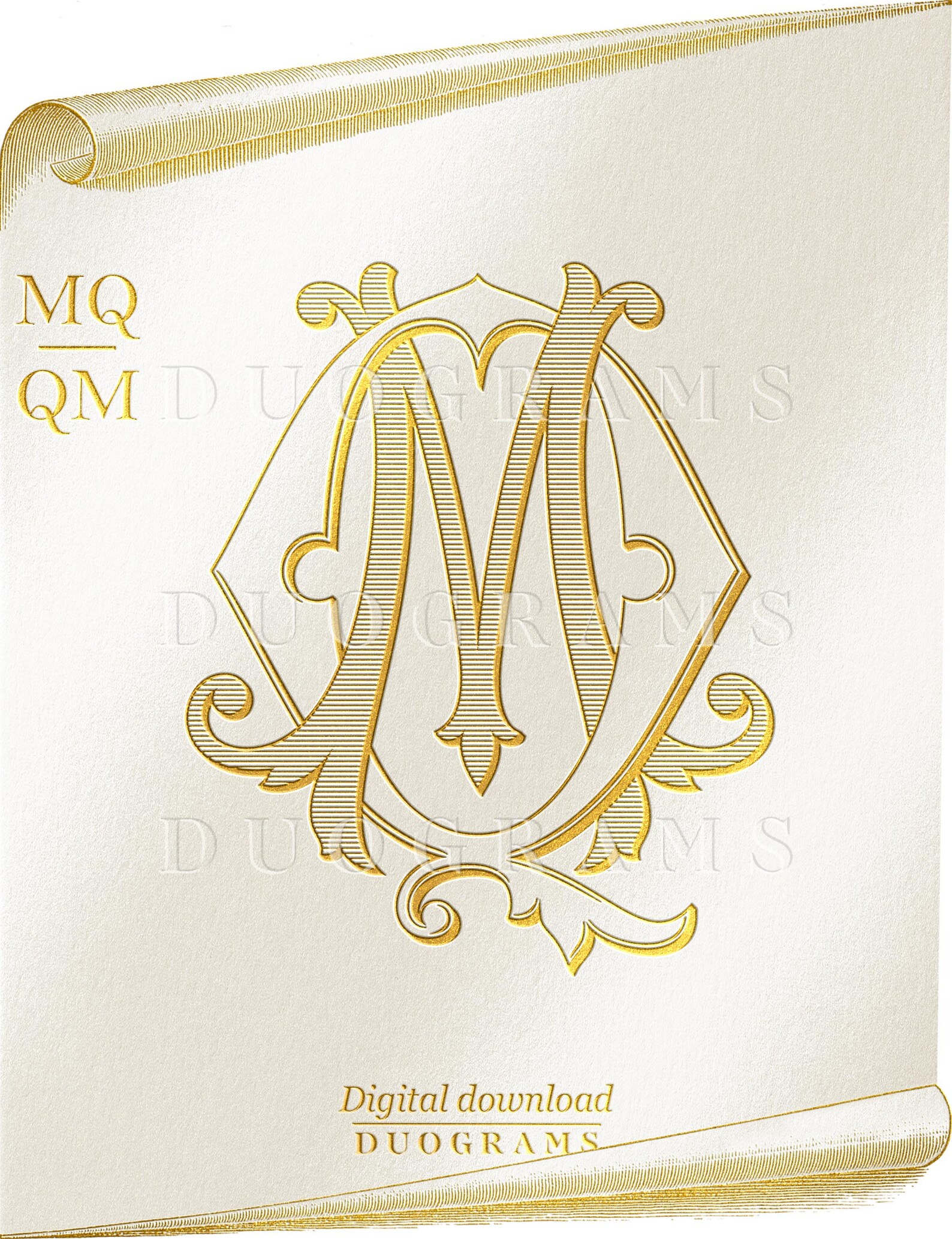 Vintage Wedding Monogram Logo MQ QM Monogram Wreath SVG - Etsy