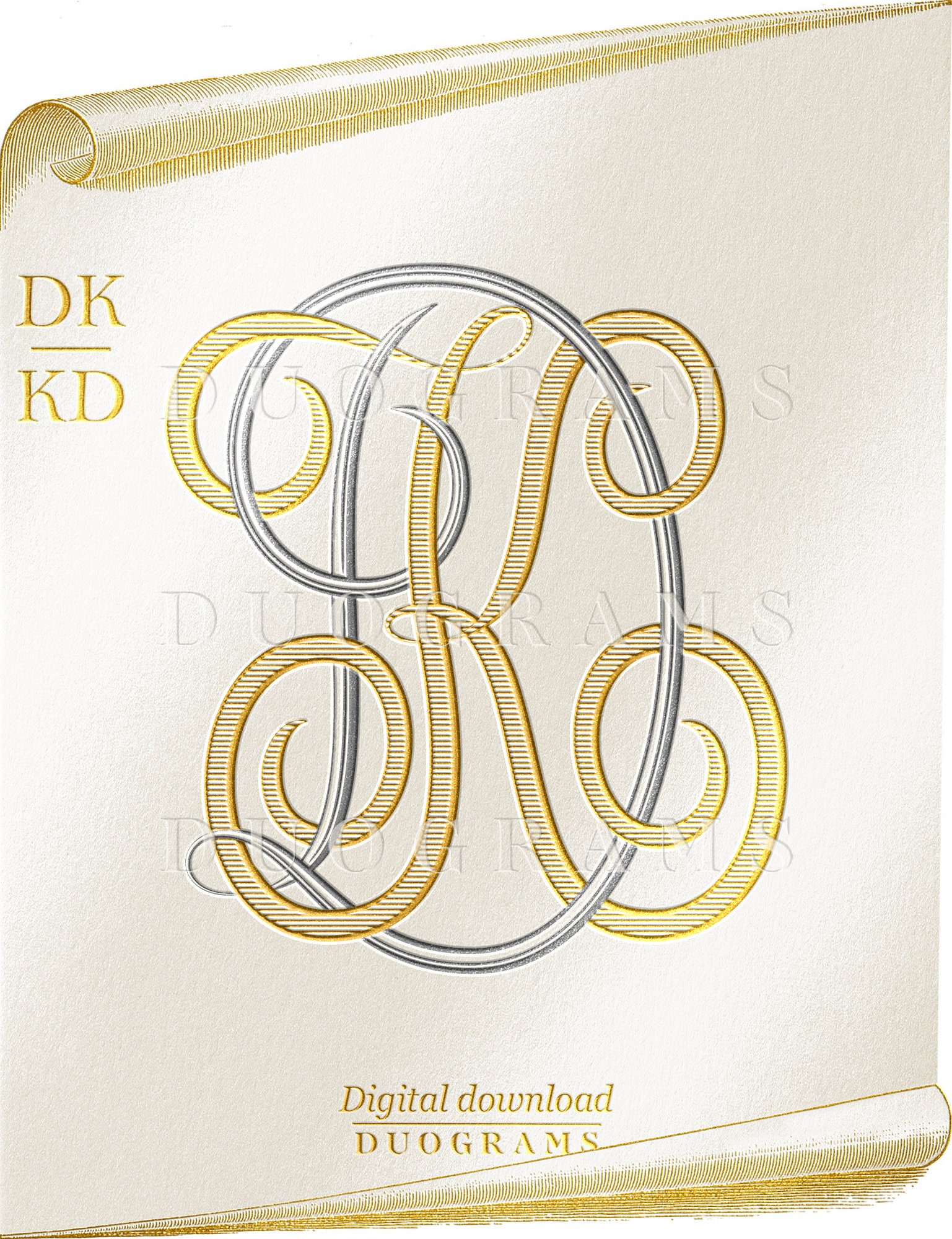 DK KD Vintage Duogram D K Intertwined Monogram K D Digital Download - Etsy