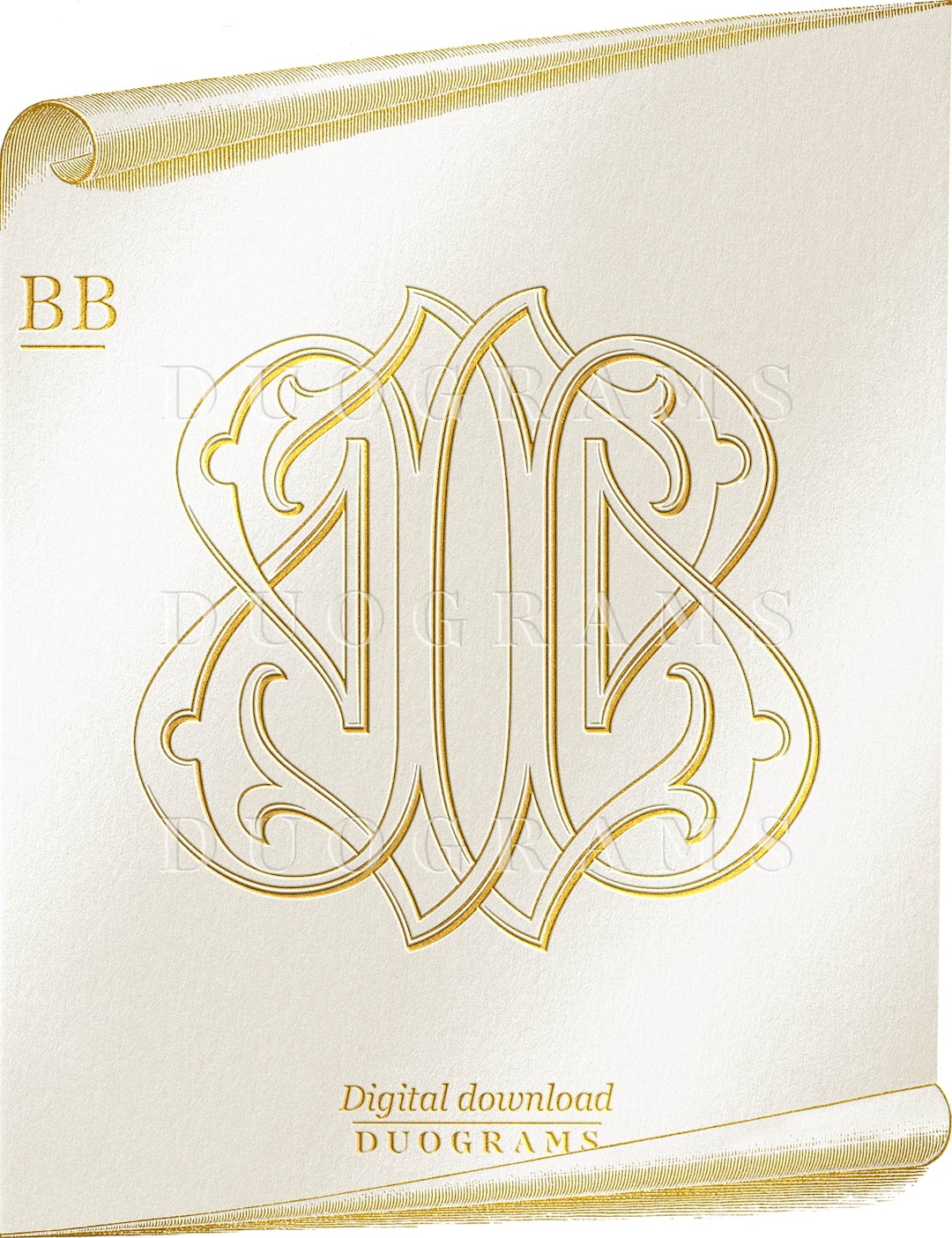 Double B Vintage Monogram Logo Design BB Digital Download B B - Etsy