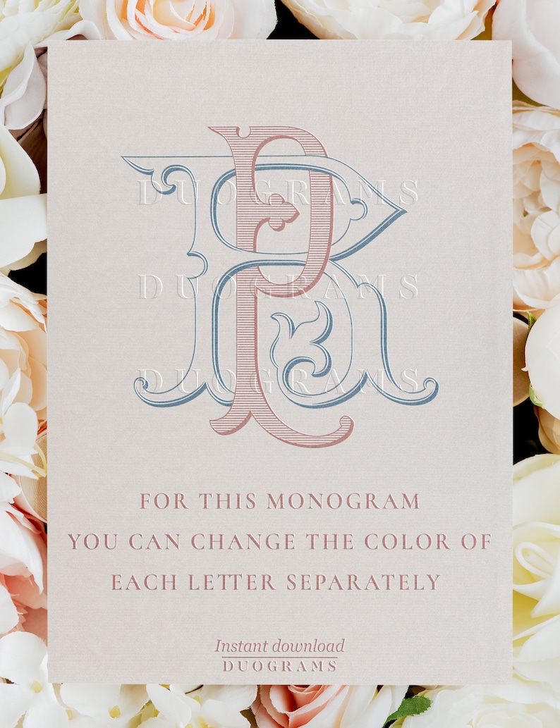 Vintage Wedding Monogram Logo PR RP Digital Download - Etsy