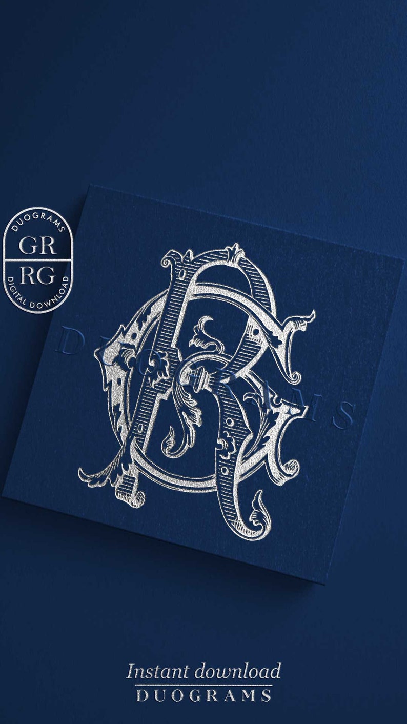 GR RG Vintage Wedding Monogram Logo Design SVG Two Letter Monogram G R ...