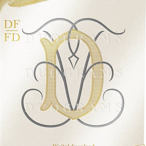 Vintage Monogram Logo Design DF FD Monogram Wreath SVG Digital Download ...