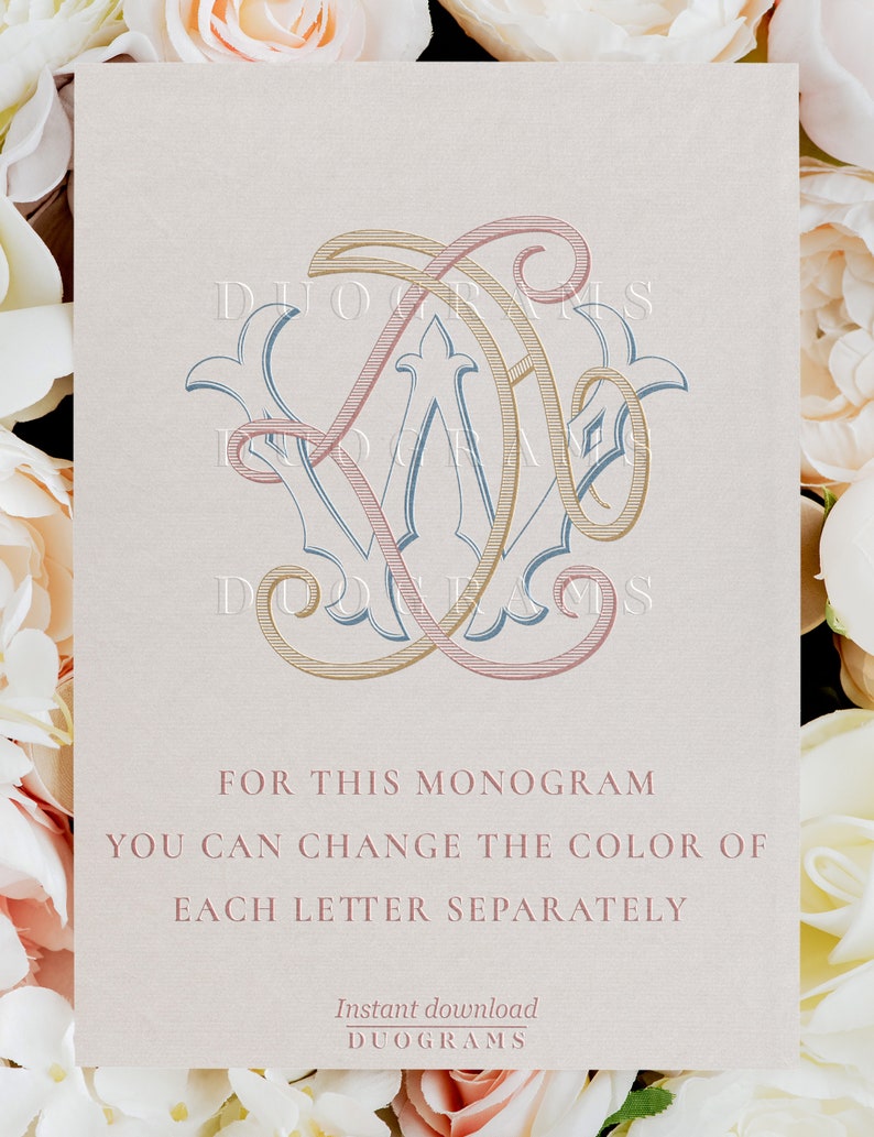 Vintage Wedding Monogram Logo ALW AWL WAL... Instant Download - Etsy