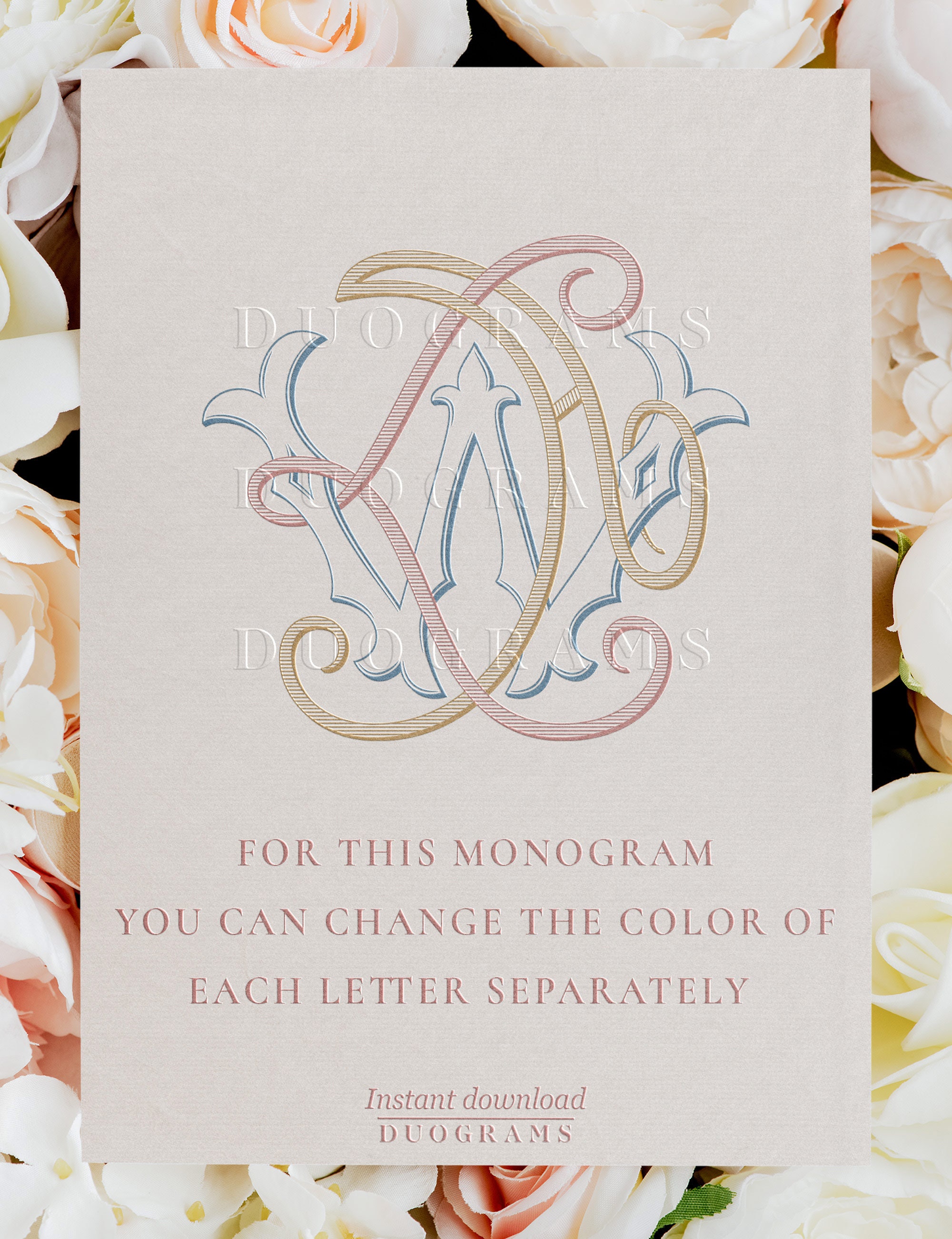 Vintage Wedding Monogram Logo ALW AWL WAL... Instant Download - Etsy