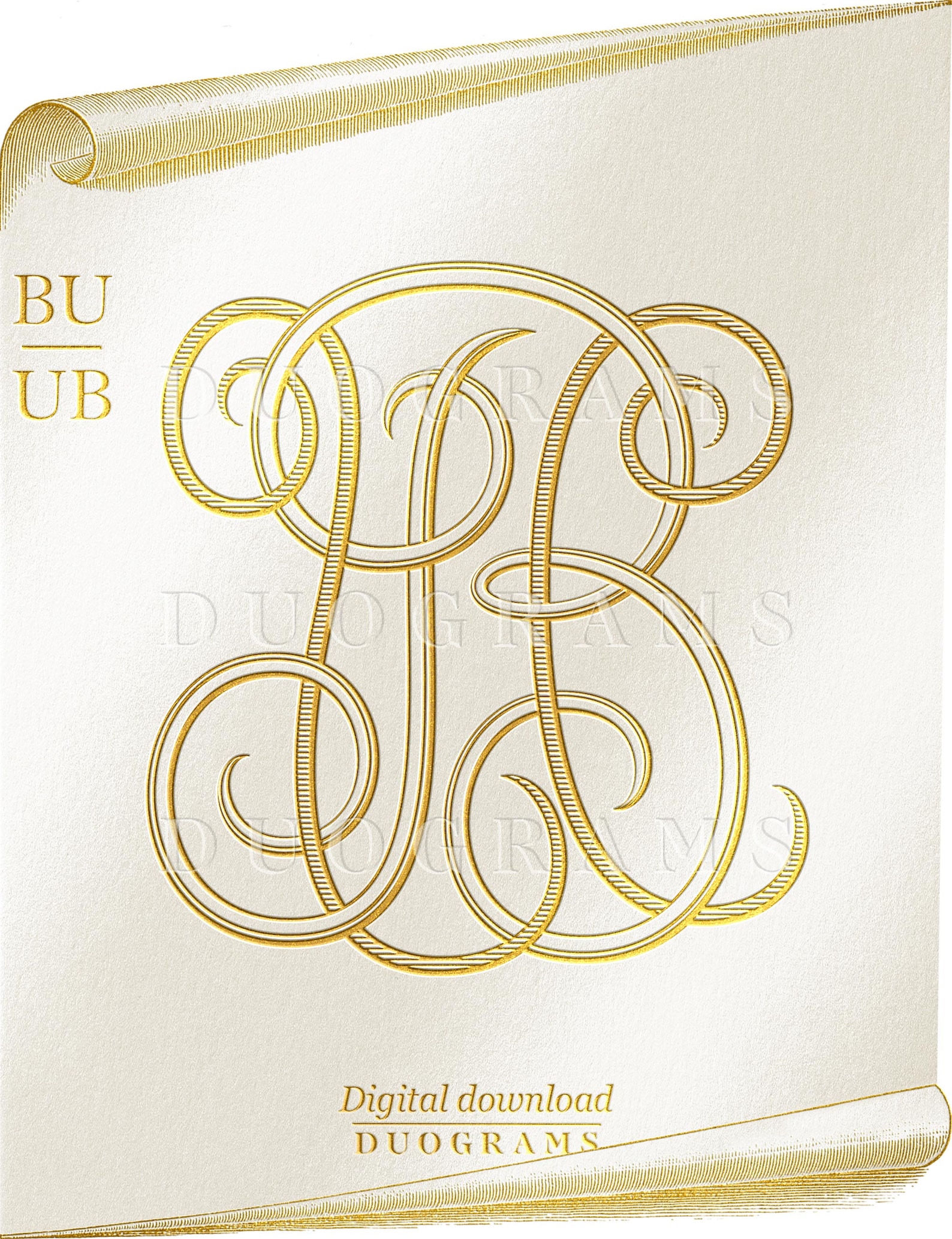 Wedding Monogram Logo Design BU UB Monogram Wreath SVG Digital Download ...
