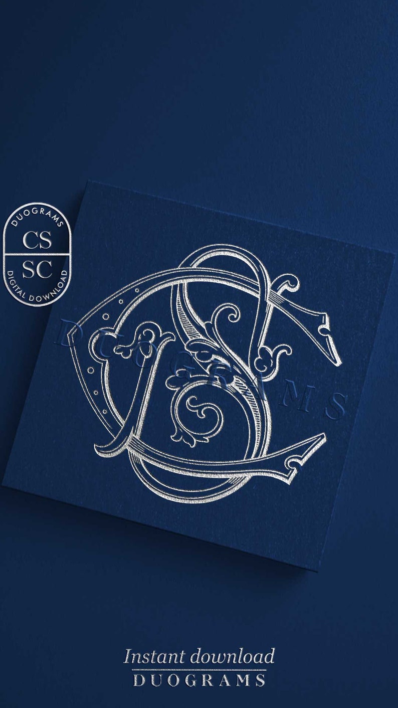Classic Wedding Monogram CS SC 2-letter Vintage Monogram Logo C S ...