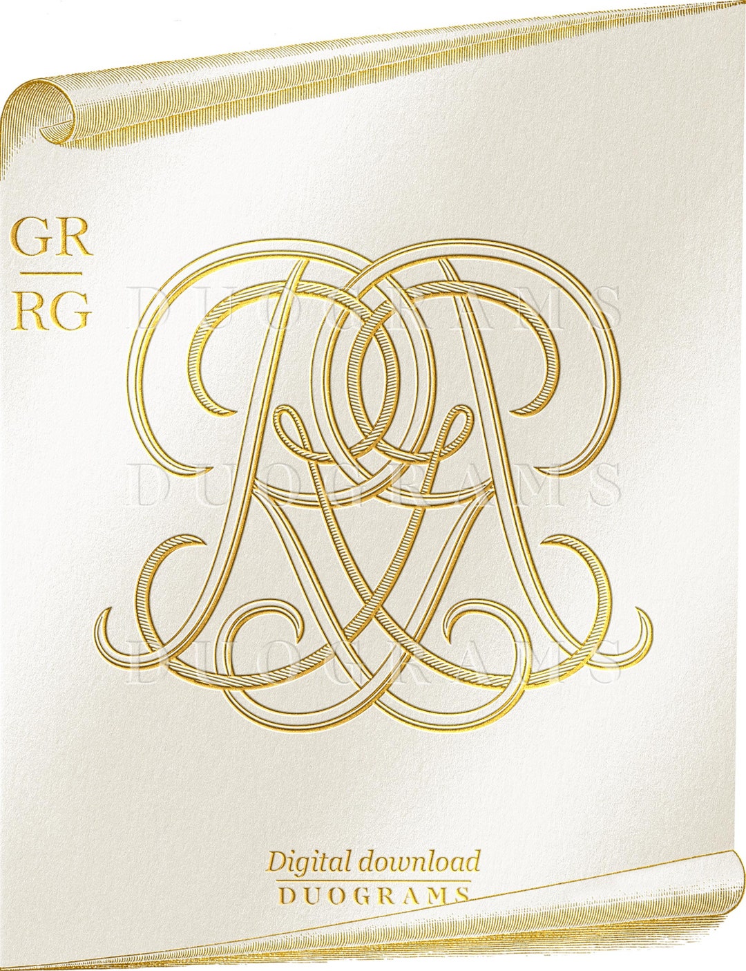 Wedding Monogram Logo Design GR RG Monogram Wreath SVG Digital Download ...