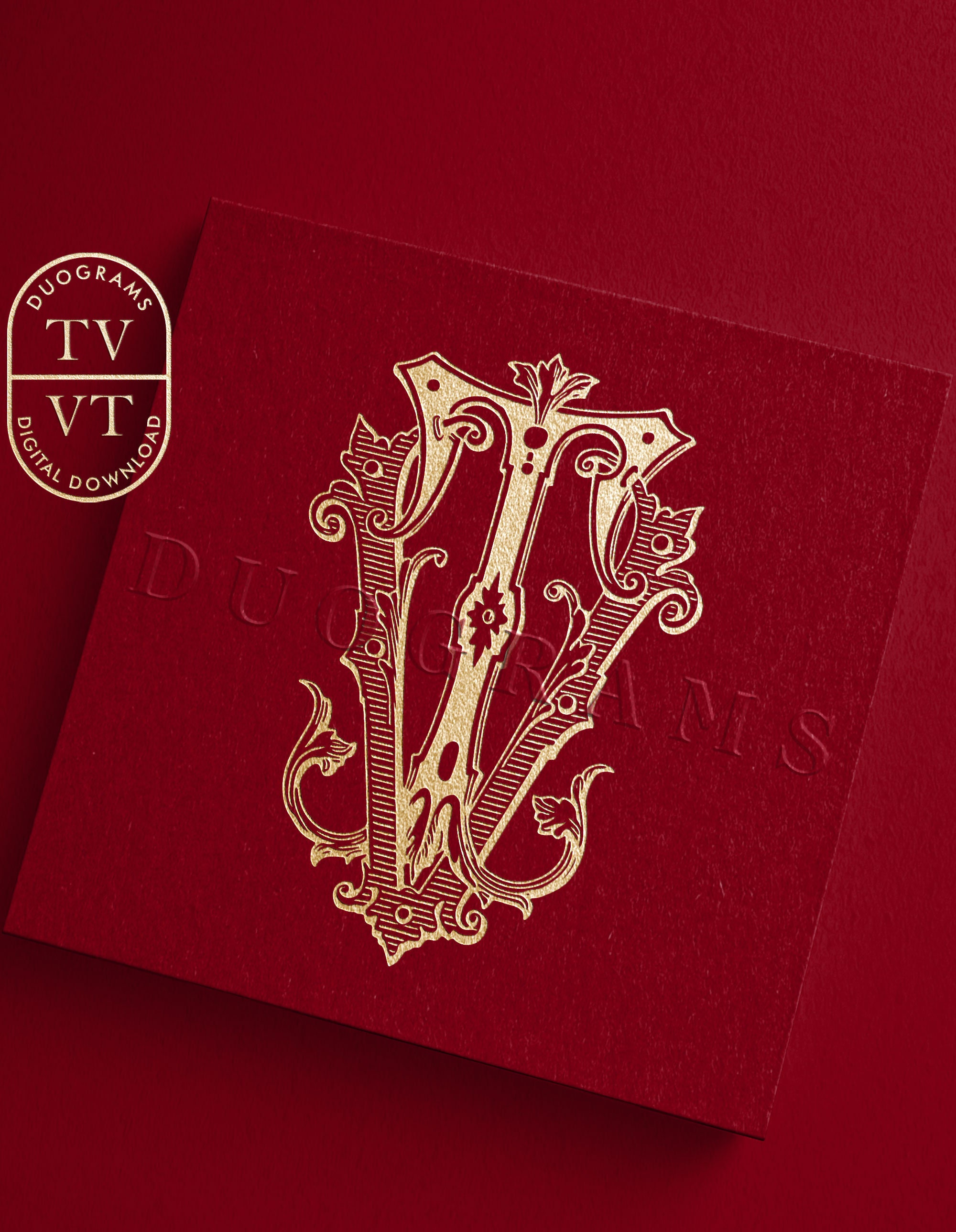 TV VT Vintage Wedding Monogram Logo Design SVG 2-letter Monogram T V ...