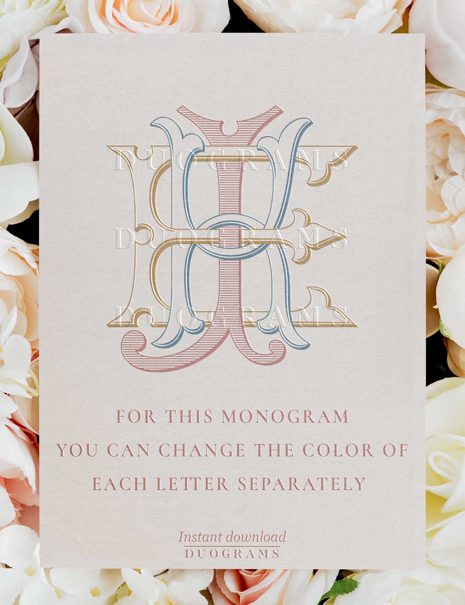 3 Letter Wedding Monogram Logo Design JEK EJK EKJ + 2 Free Wreath - Etsy