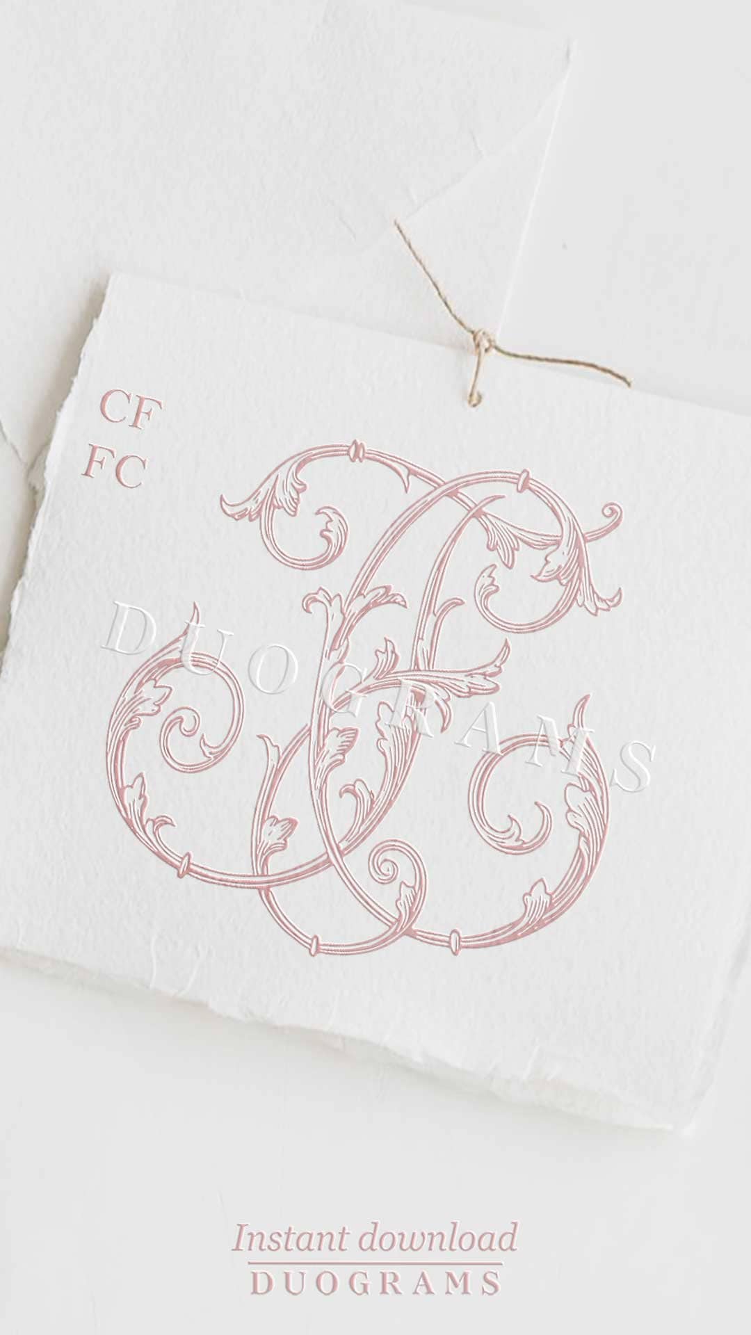 CF FC Vintage Wedding Monogram Logo Design F C Digital Download 2 ...