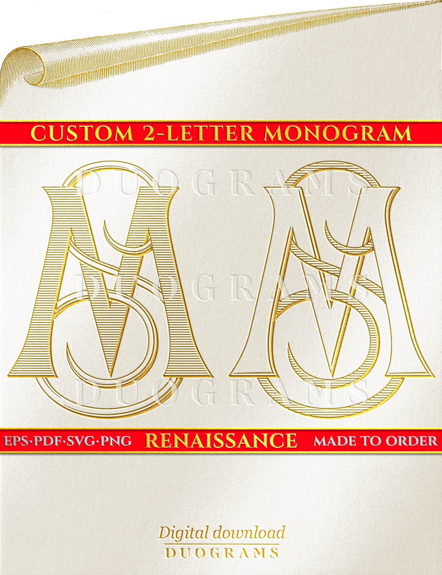 Two Letter Monogram, Custom Wedding Monogram Logo Design, SVG & PDF ...