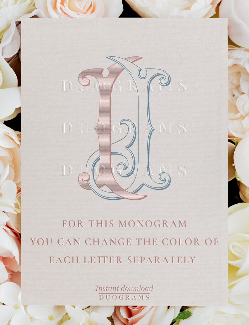 Vintage Wedding Monogram Logo IJ JI Duogram I J Intertwined Monogram ...