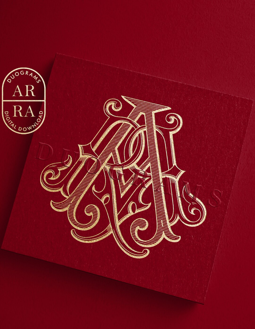 Two Letter Monogram AR or RA Interlocking Wedding Monogram Logo Design ...