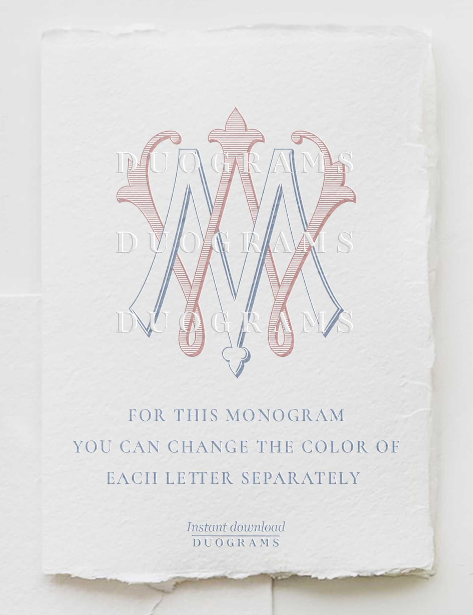 2-letter Wedding Monogram Logo MW or WM Interlocking Monogram Design M ...