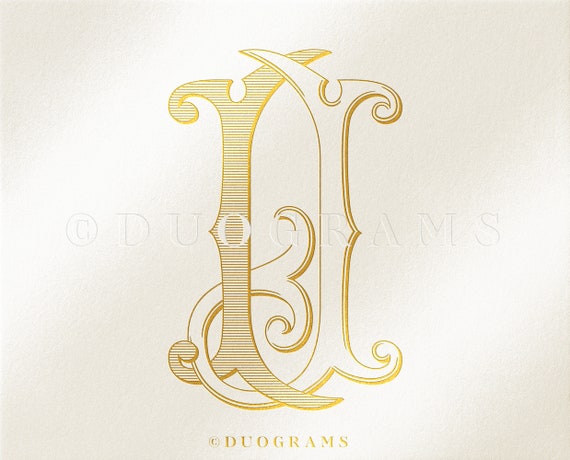 Vintage Wedding Monogram Logo IJ JI Duogram I J Intertwined | Etsy