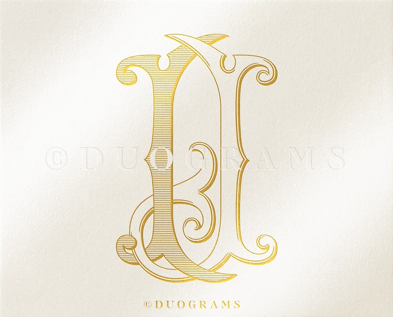 Vintage Wedding Monogram Logo IJ JI Duogram I J Intertwined | Etsy
