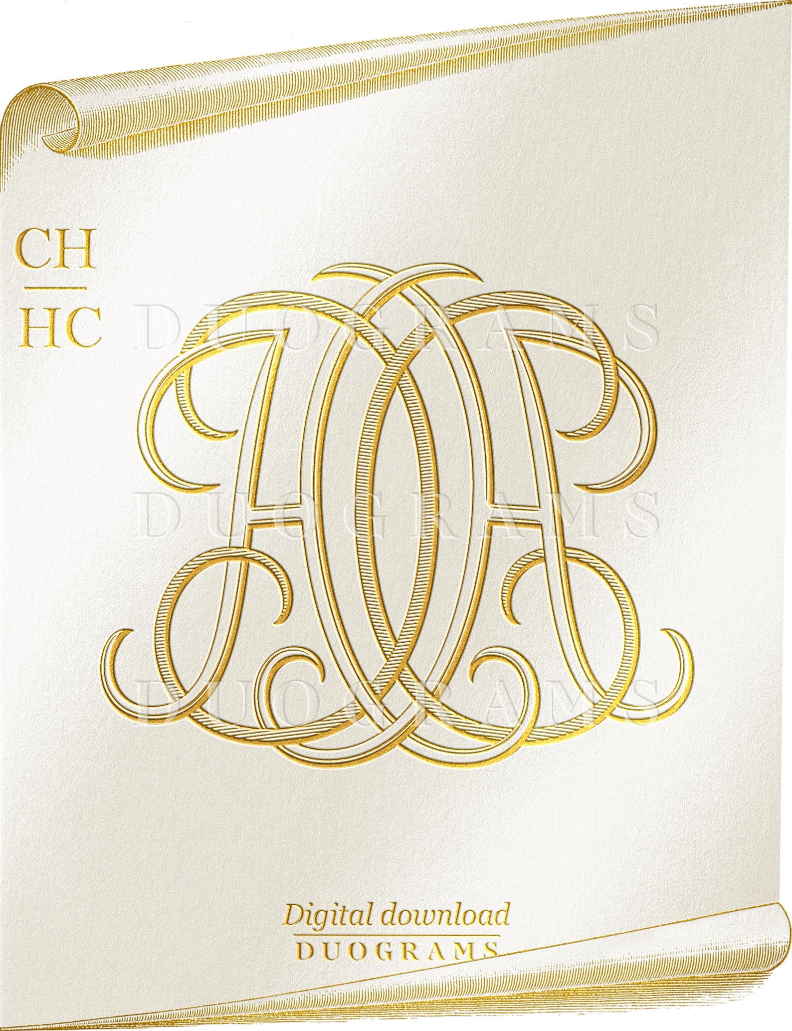 Vintage Monogram - CH - HC - Wedding Monogram - Digital - SVG - Double ...