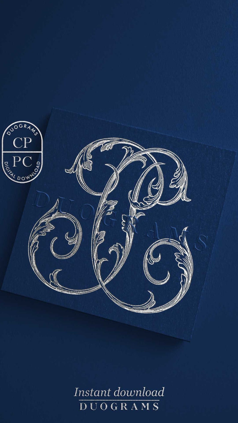 CP PC Vintage Wedding Monogram Logo Design C P Two Letter Monogram P C ...