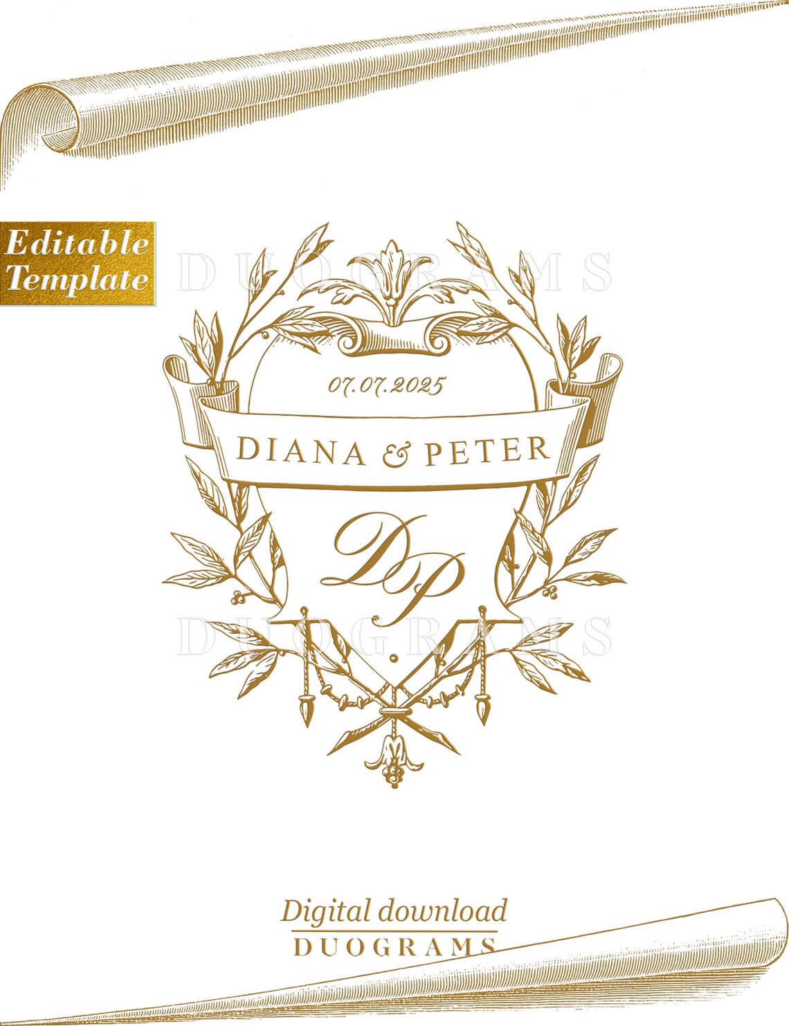 Wedding Crest Logo Design | Family Crest | Wedding Monogram | DIY Logo ...