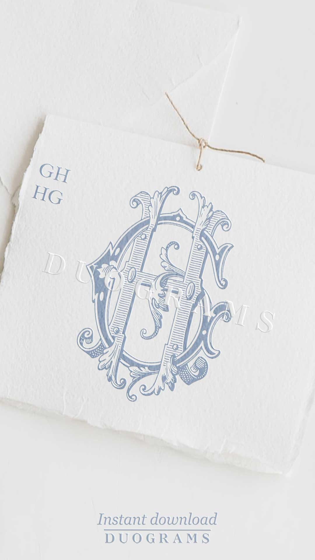 GH HG Wedding Monogram Logo Designs SVG 2-letter Monogram G H Digital ...