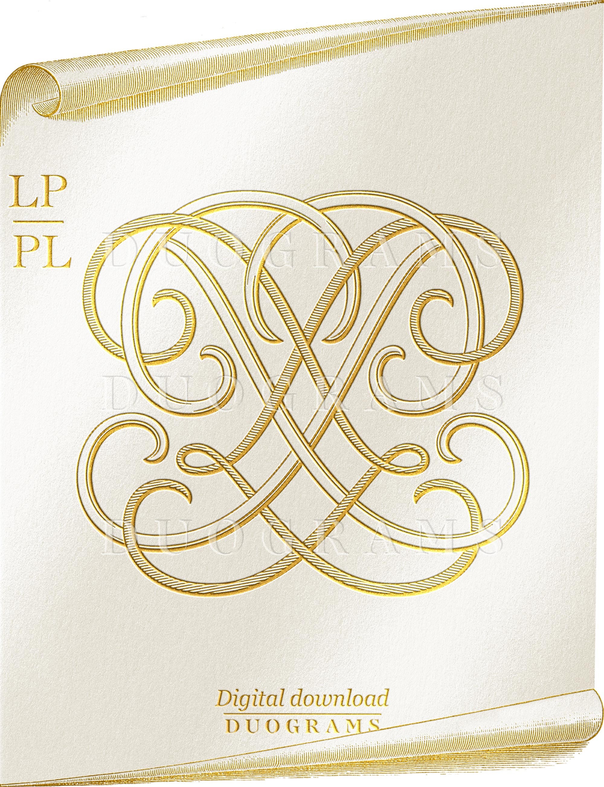 Wedding Monogram LP PL Digital Interlocking Monogram SVG - Etsy