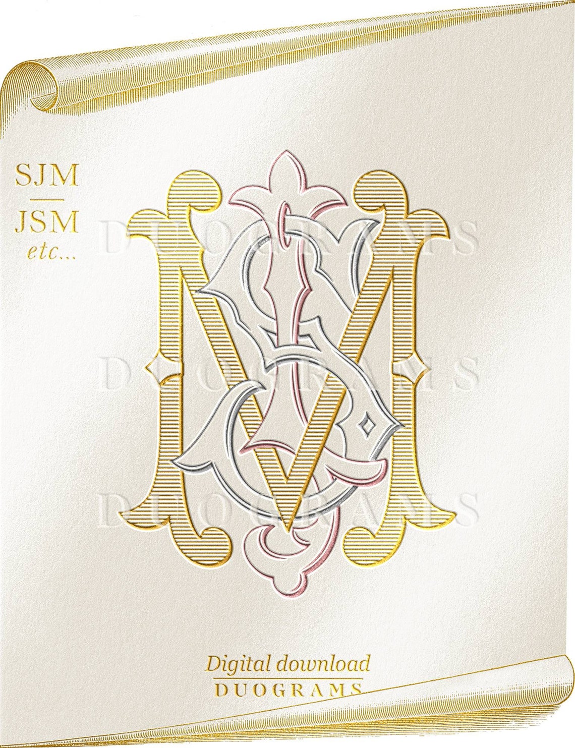 Custom 3 Letter Wedding Monogram Logo Design SJM JSM MSJ Etc... 2 Free ...