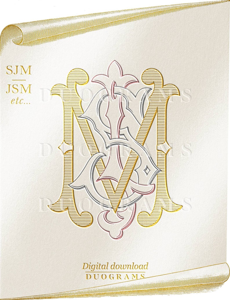 Custom 3 Letter Wedding Monogram Logo Design SJM JSM MSJ Etc... 2 Free ...
