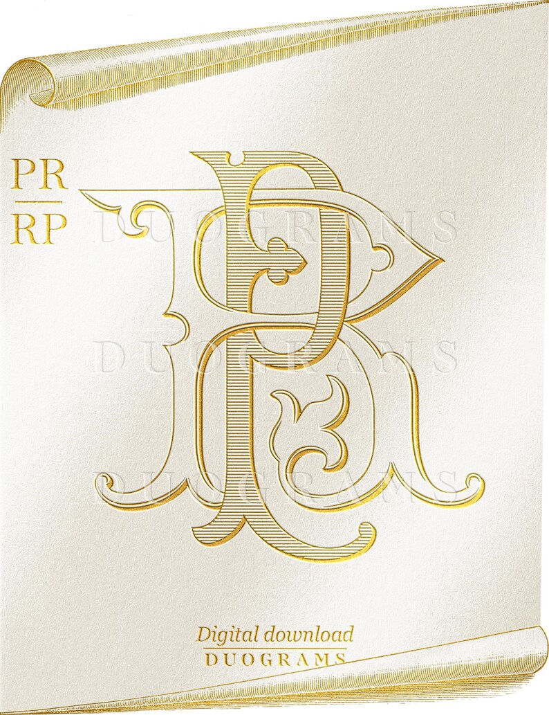 Vintage Wedding Monogram Logo PR RP Digital Download - Etsy