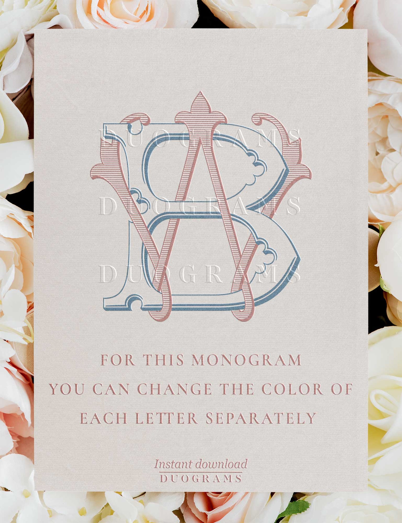 BW WB Wedding Monogram Logo Design SVG 2-letters Monogram B W Digital ...