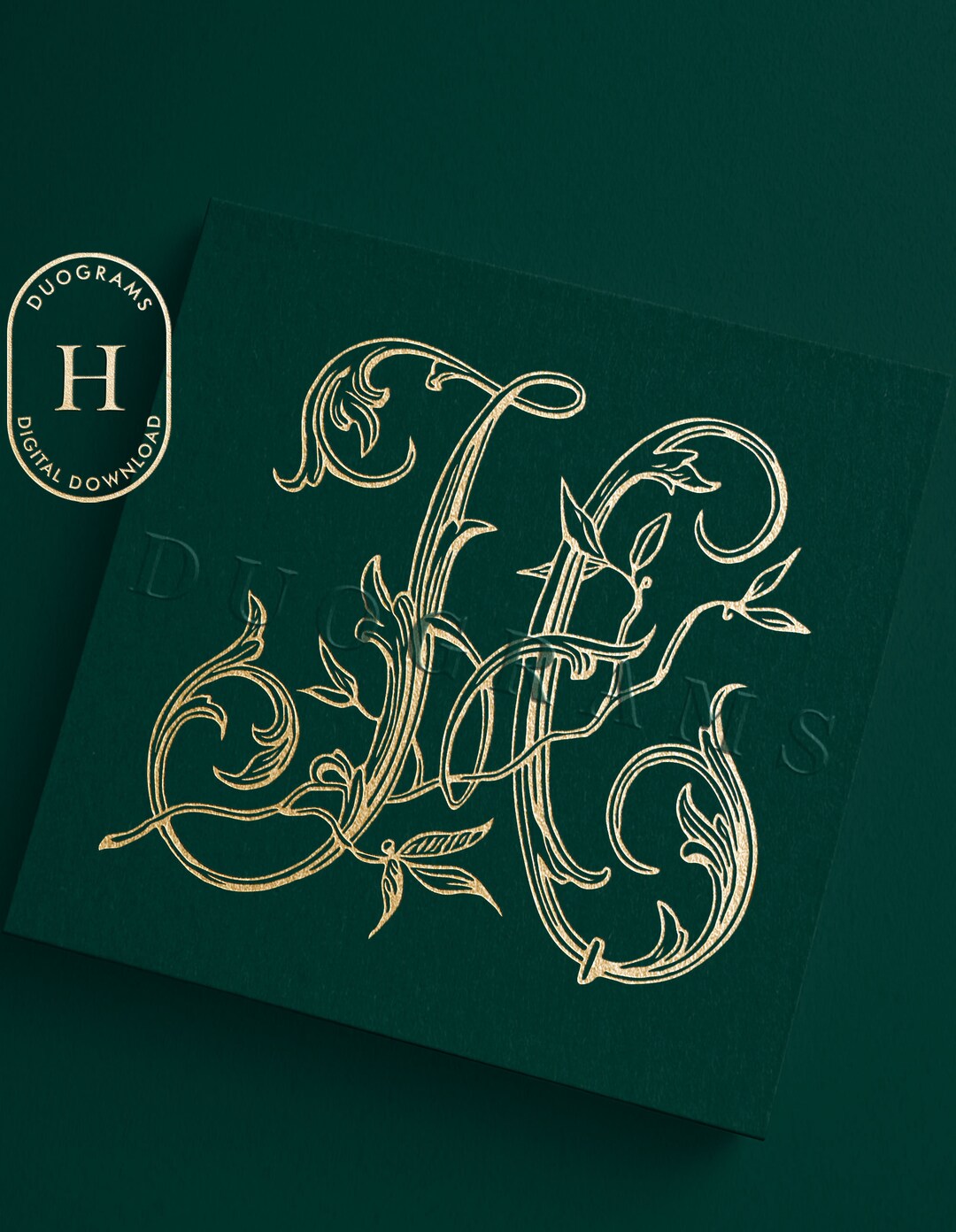 Single Letter H Floral Wedding Monogram Logo Design SVG Digital ...