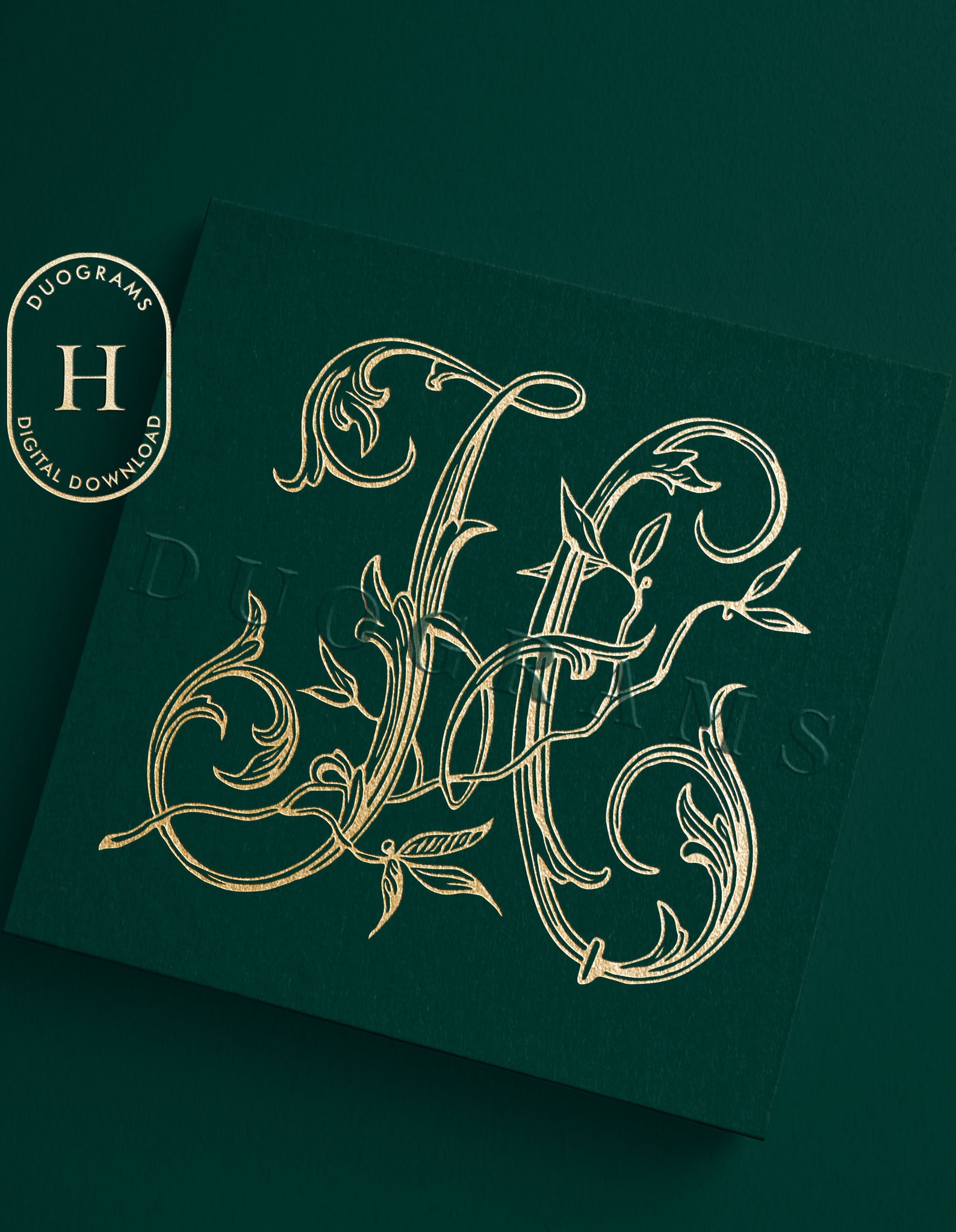 Single Letter H Floral Wedding Monogram Logo Design SVG Digital ...