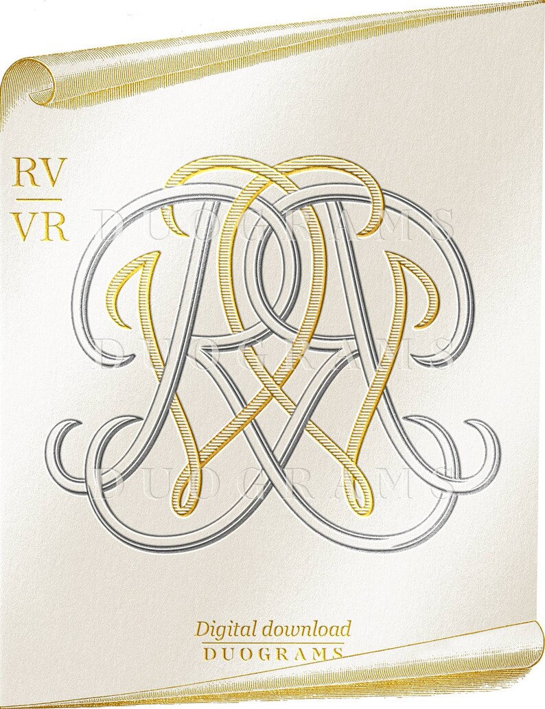 Wedding Monogram Logo Design RV VR Monogram Wreath SVG Digital Download ...
