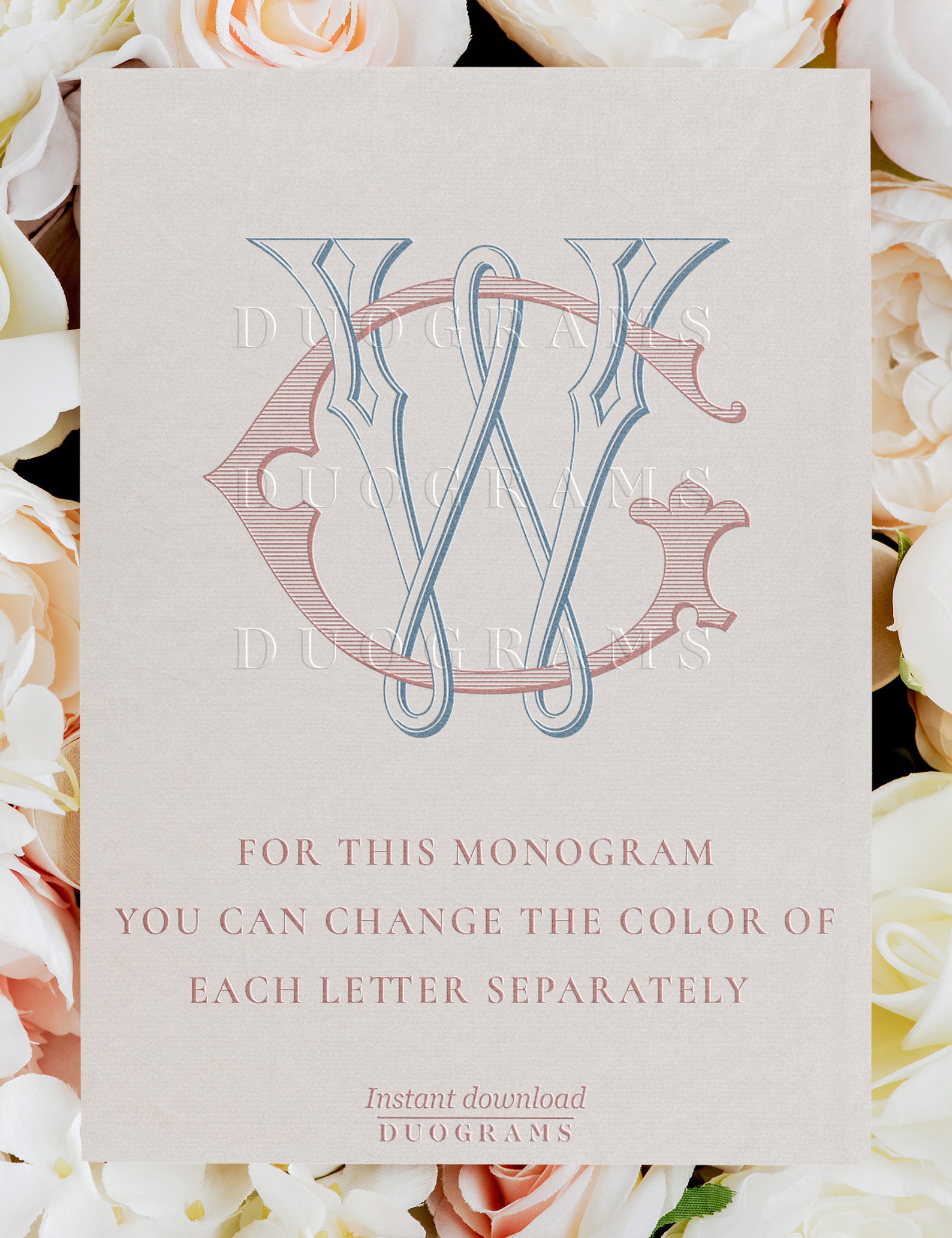 Vintage Wedding Monogram Logo GW Digital Download WG - Etsy