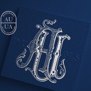 Vintage Interlocking Monogram AU or UA Two Letter Monogram Logo Design ...