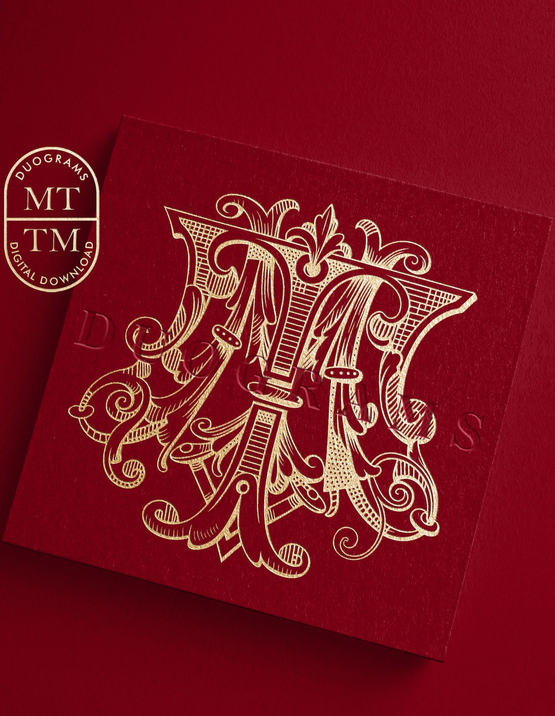 MT Vintage Monogram, TM Wedding Monogram, M T Intertwined Monogram ...