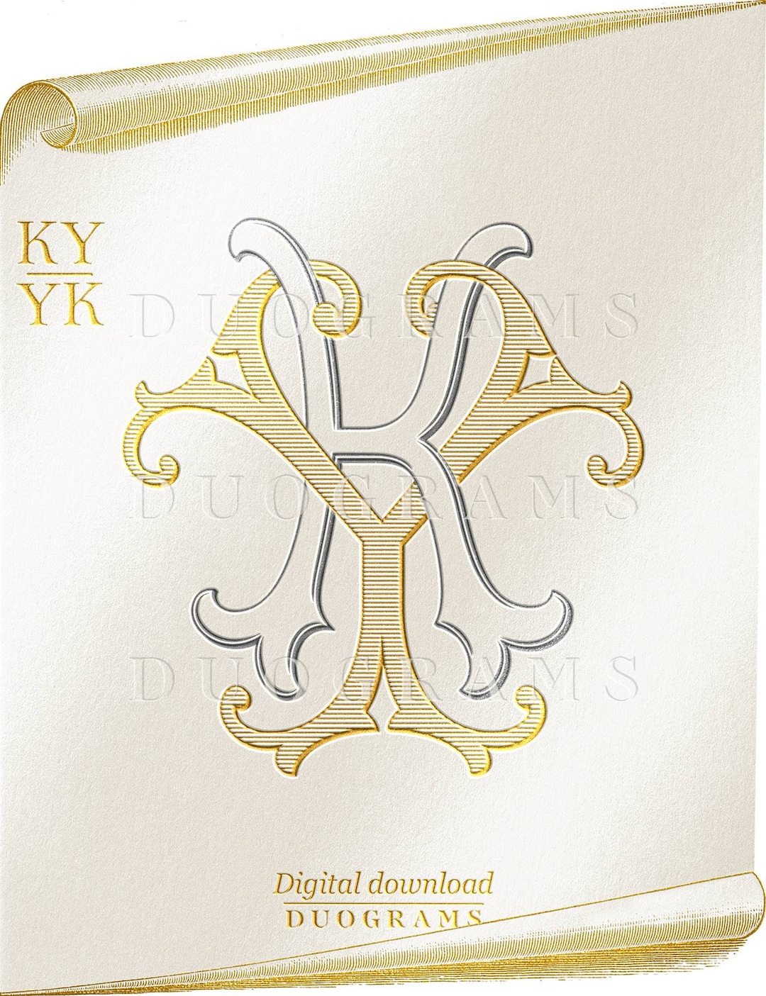 KY YK Wedding Monogram Logo Designs K Y Initials + 2 Free Monogram ...