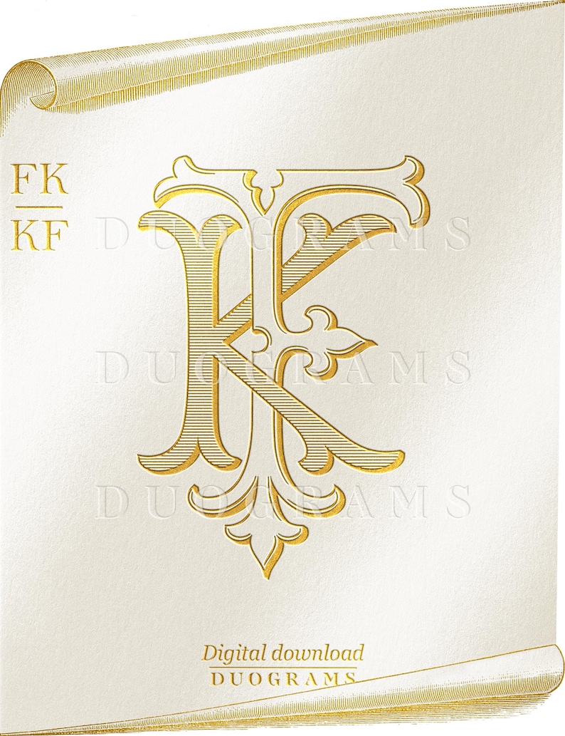 Wedding Monogram Logo Design FK KF Monogram Wreath SVG Digital Download ...