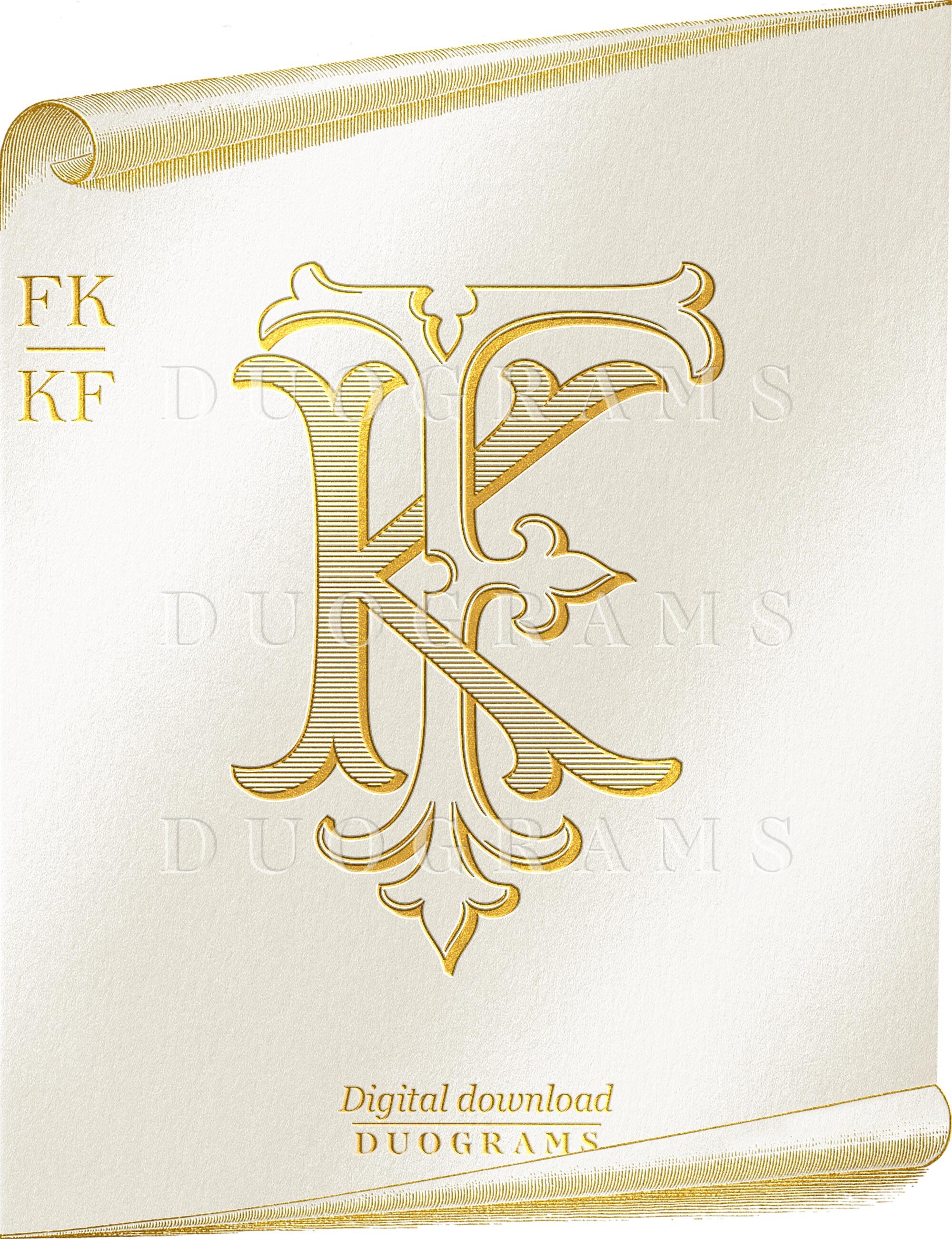 Wedding Monogram Logo Design FK KF Monogram Wreath SVG Digital Download ...