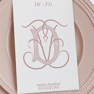 Vintage Monogram Logo Design DF FD Monogram Wreath SVG Digital Download ...