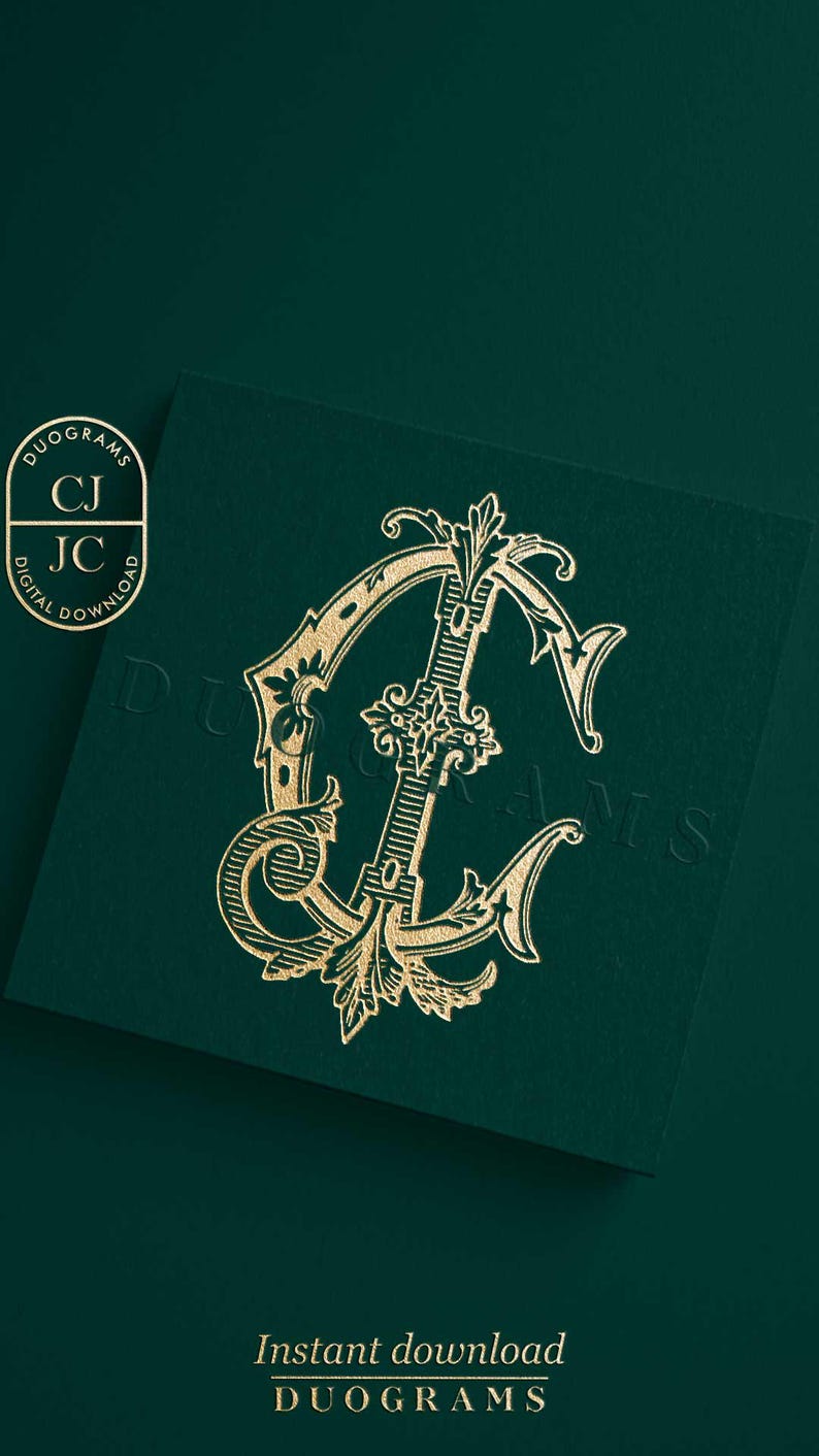CJ JC Vintage Wedding Monogram Logo Design SVG Two Letters Monogram C J ...