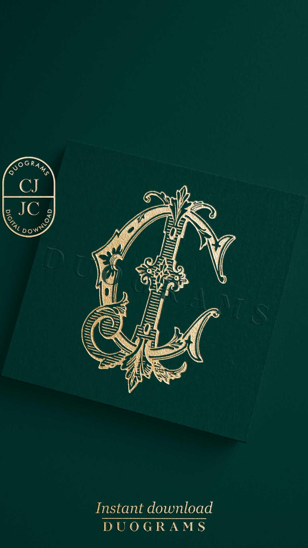 CJ JC Vintage Wedding Monogram Logo Design SVG Two Letters Monogram C J ...