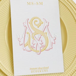 Classic Wedding Monogram Logo Design MS or SM Duogram M S Interlocking ...