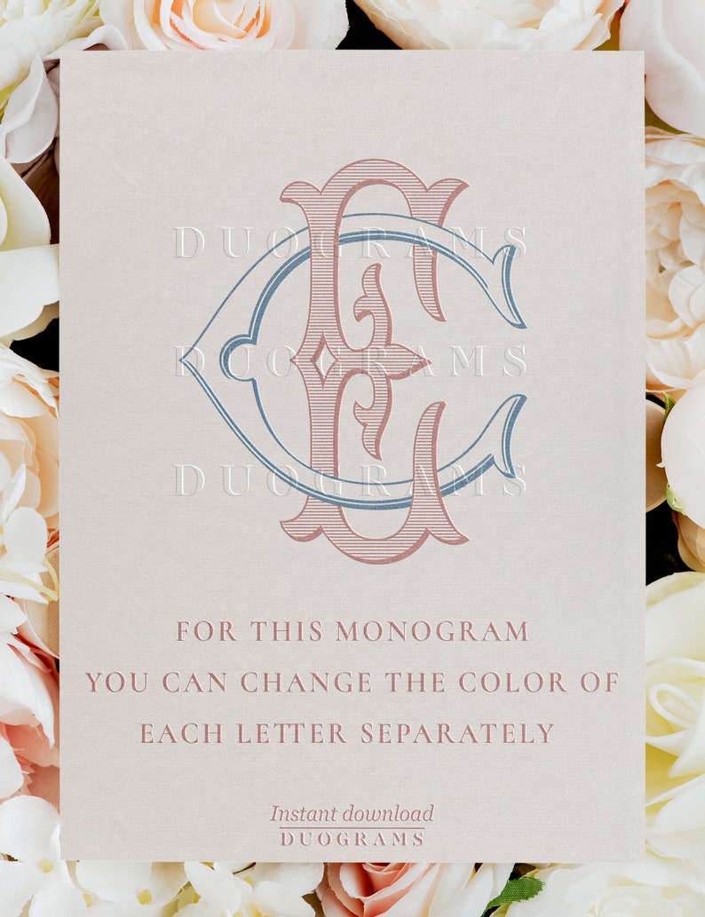 CE Vintage Wedding Monogram Logo EC Instant Download - Etsy