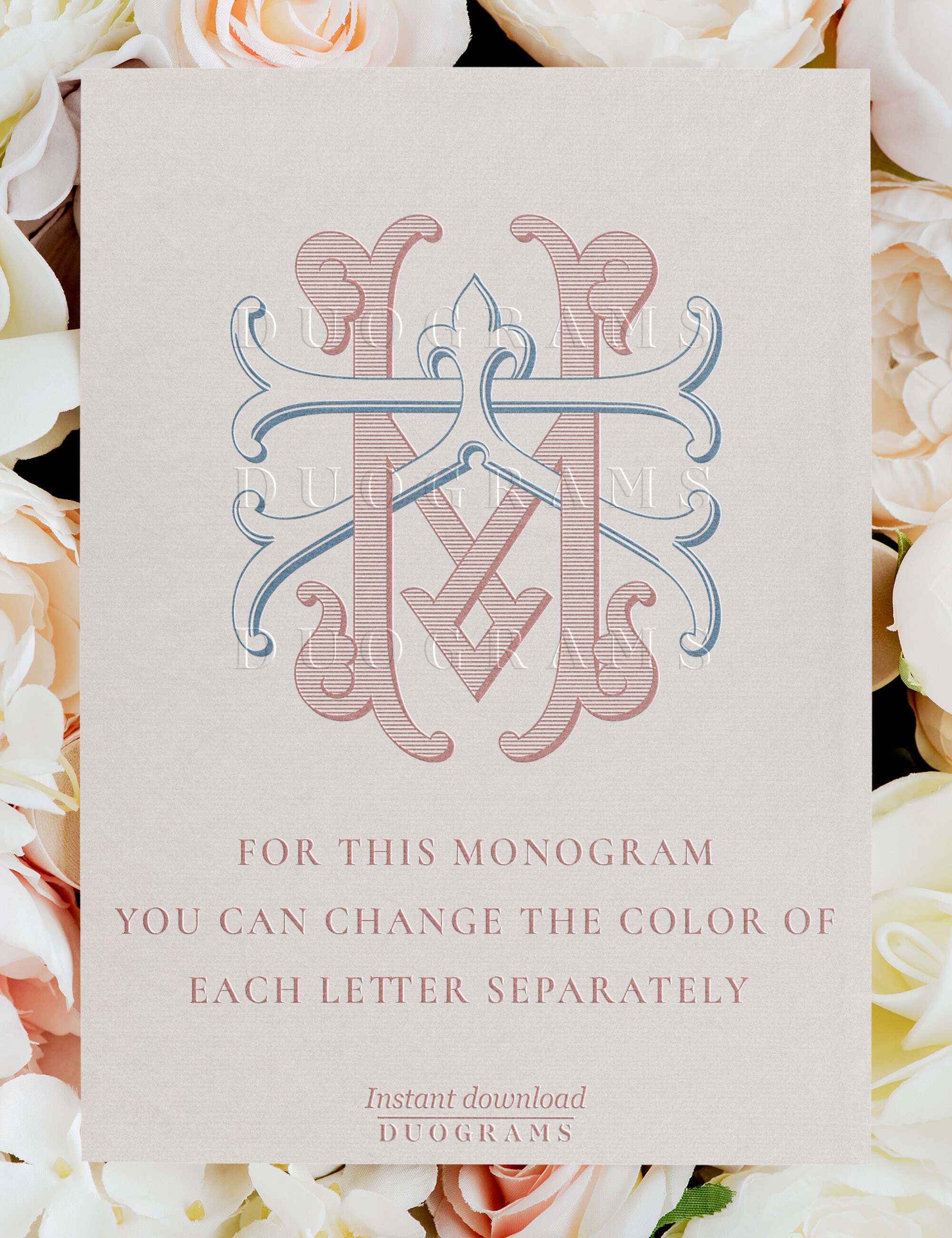 Vintage Wedding Monogram Logo HK KH Duogram H K Intertwined Monogram K ...
