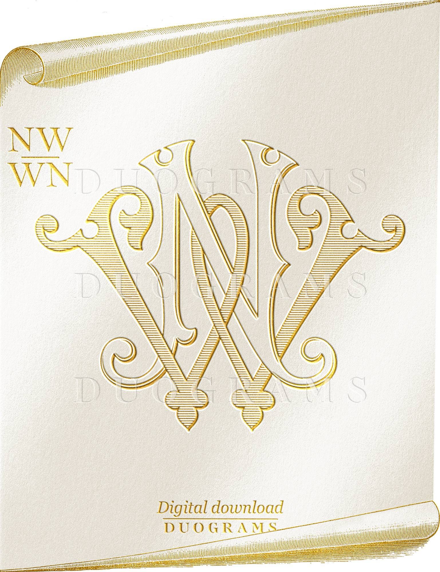NW WN Two Letter Monogram N W Wedding Monogram Logo Designs + 2 Free ...