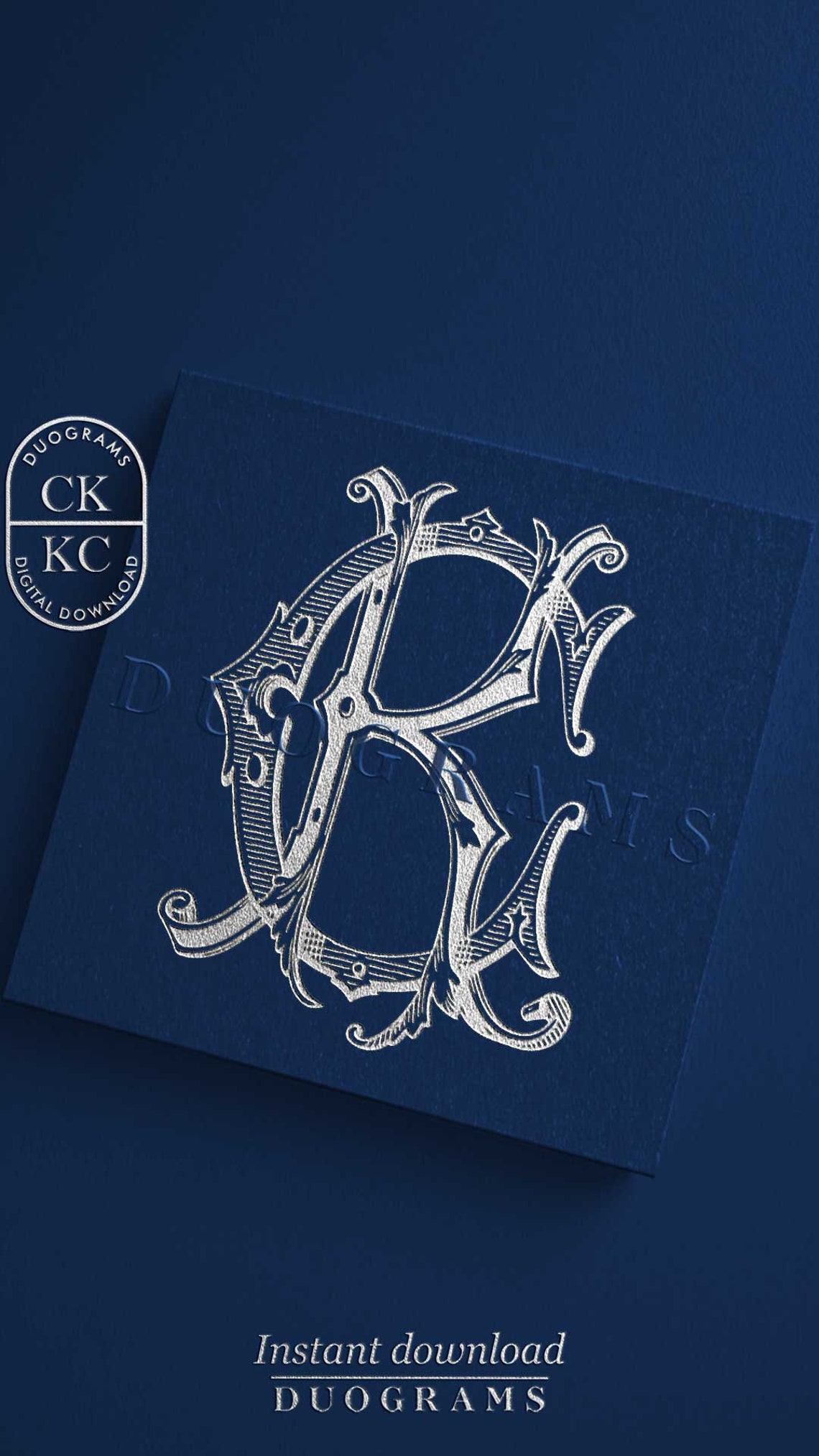 Vintage Monogram Logo CK or KC Two Letter Monogram Design C K Wedding ...