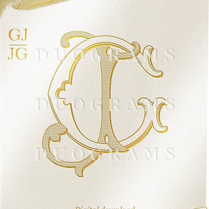 Interlocking Wedding Monogram Logo GJ or JG Two Letter Monogram Design ...
