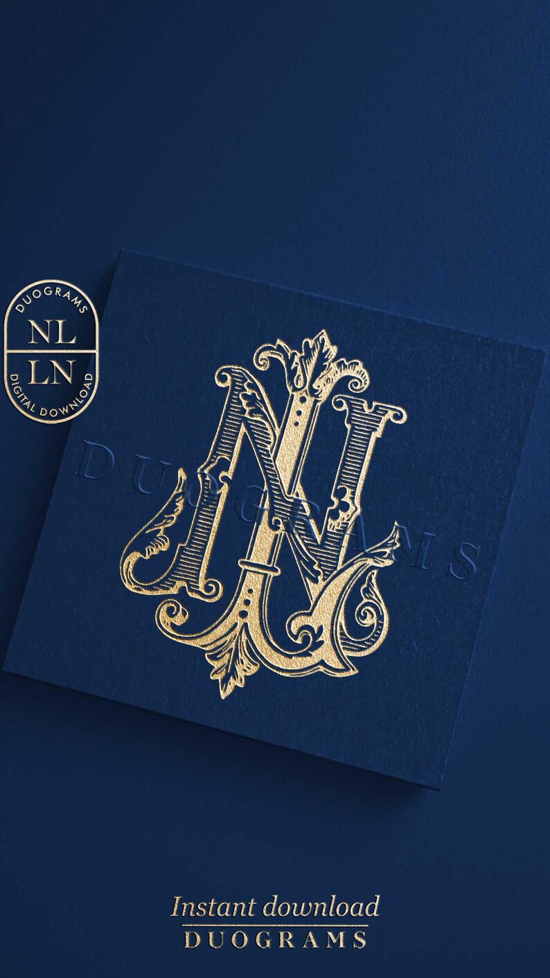 LN NL Vintage Wedding Monogram Logo Design SVG 2-letter Monogram L N ...