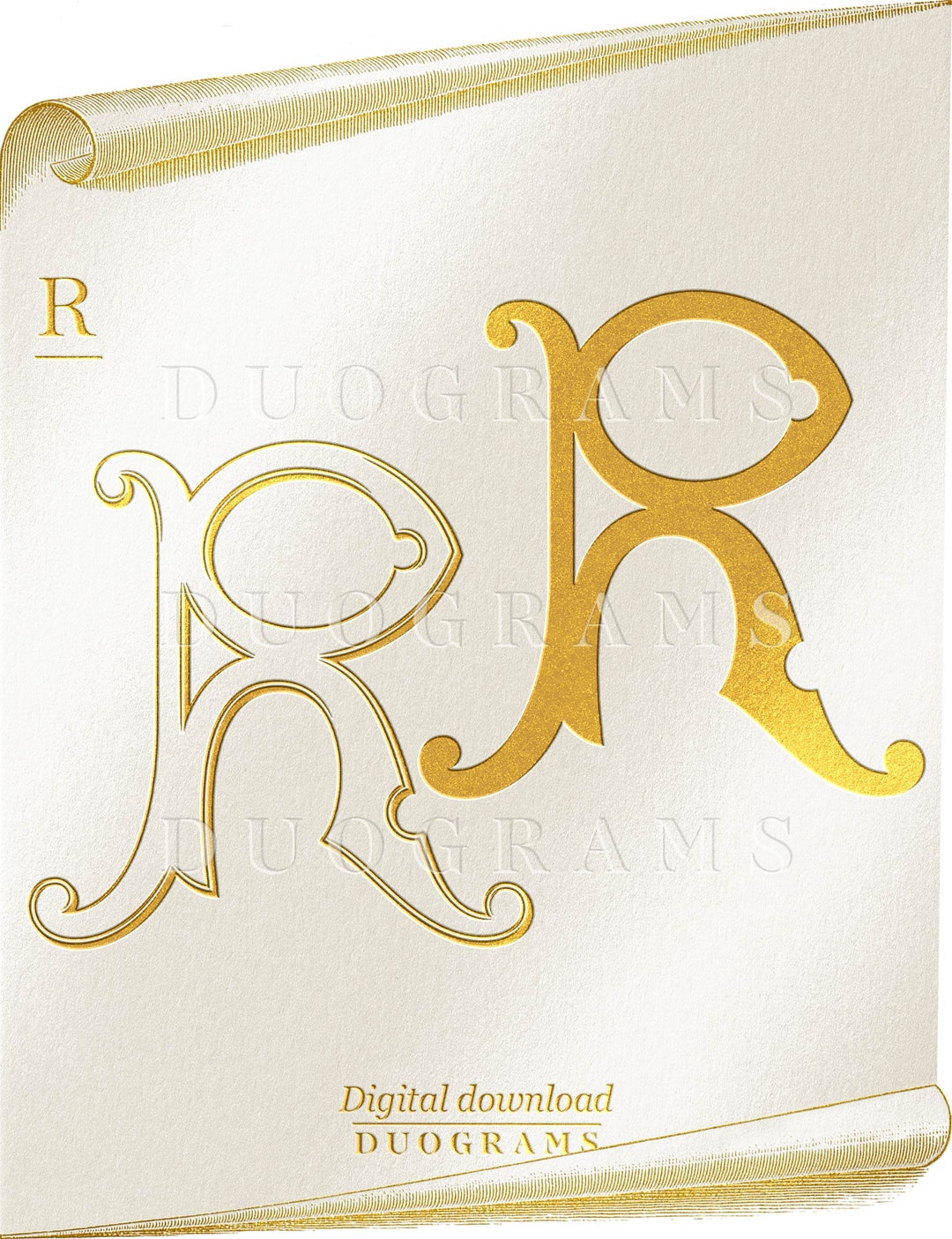 Vintage Wedding Monogram Logo R Monogram Wreath SVG - Etsy